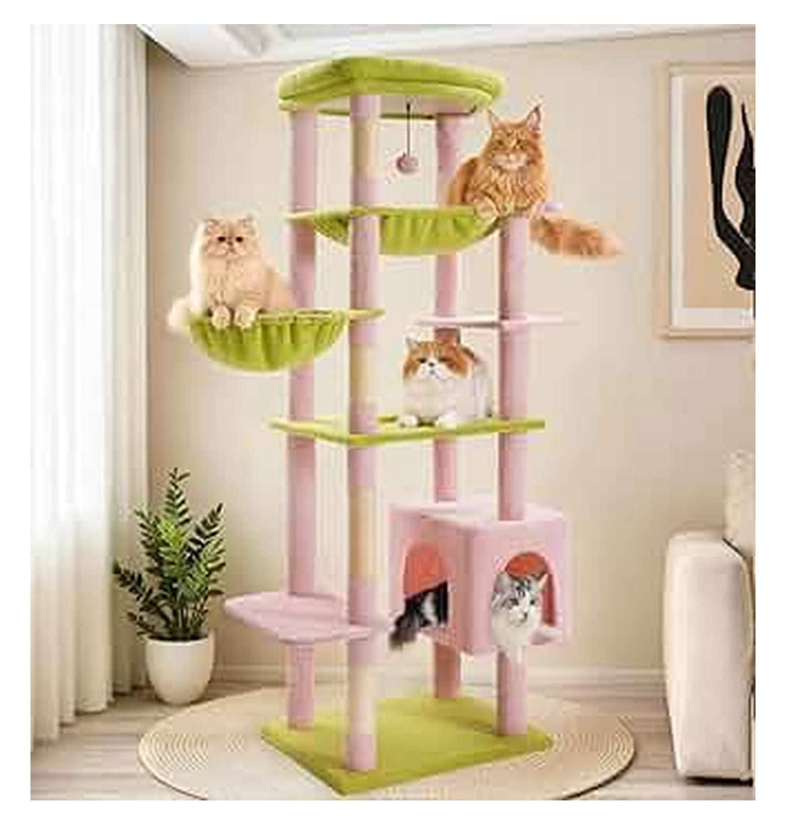 Cat Tree 71 Inch Tall, Large Cat Tower for Indoor Cats, Multi-Level Cat ...