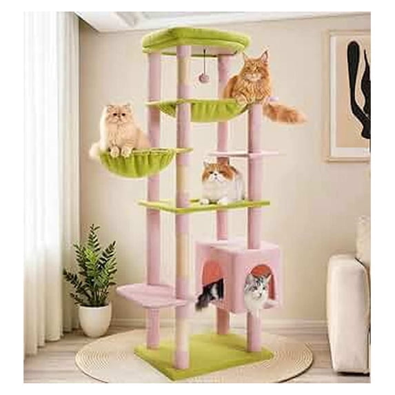 Cat Tree 71 Inch Tall, Large Cat Tower for Indoor Cats, Multi-Level Cat ...