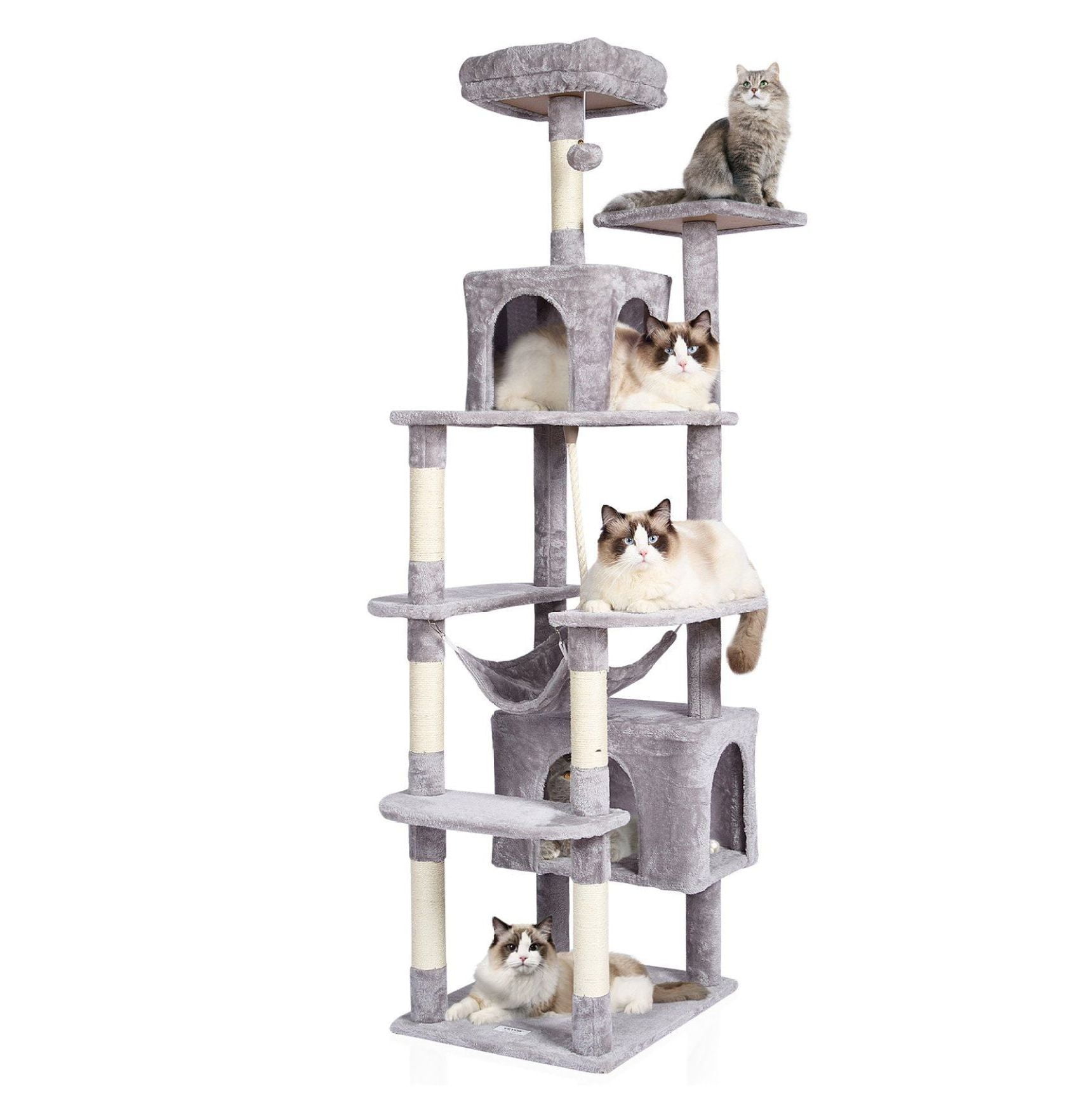 Cat Tree 72" Cat Tower with 2 Condos & Sisal Scratching Posts - Light ...