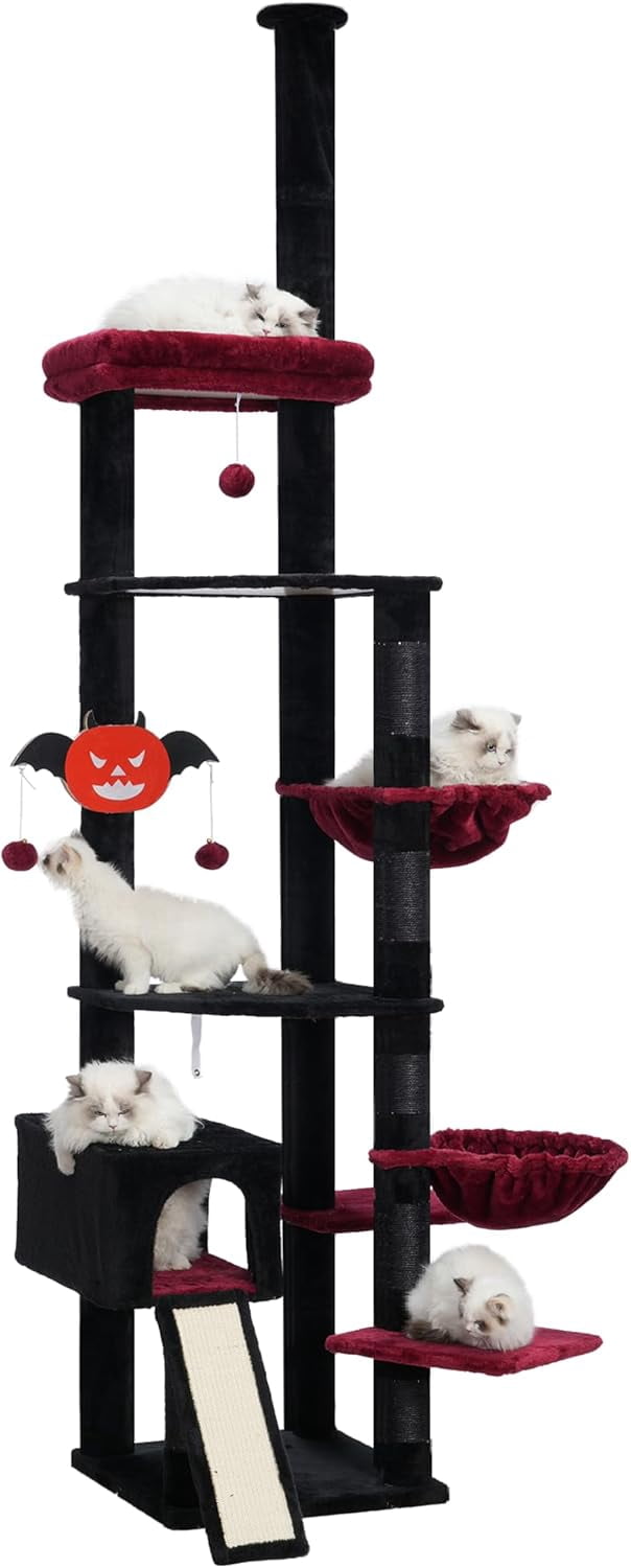 Cat Tree 92.5-104.3 Inches with Hammock, Floor to Ceiling Gothic ...