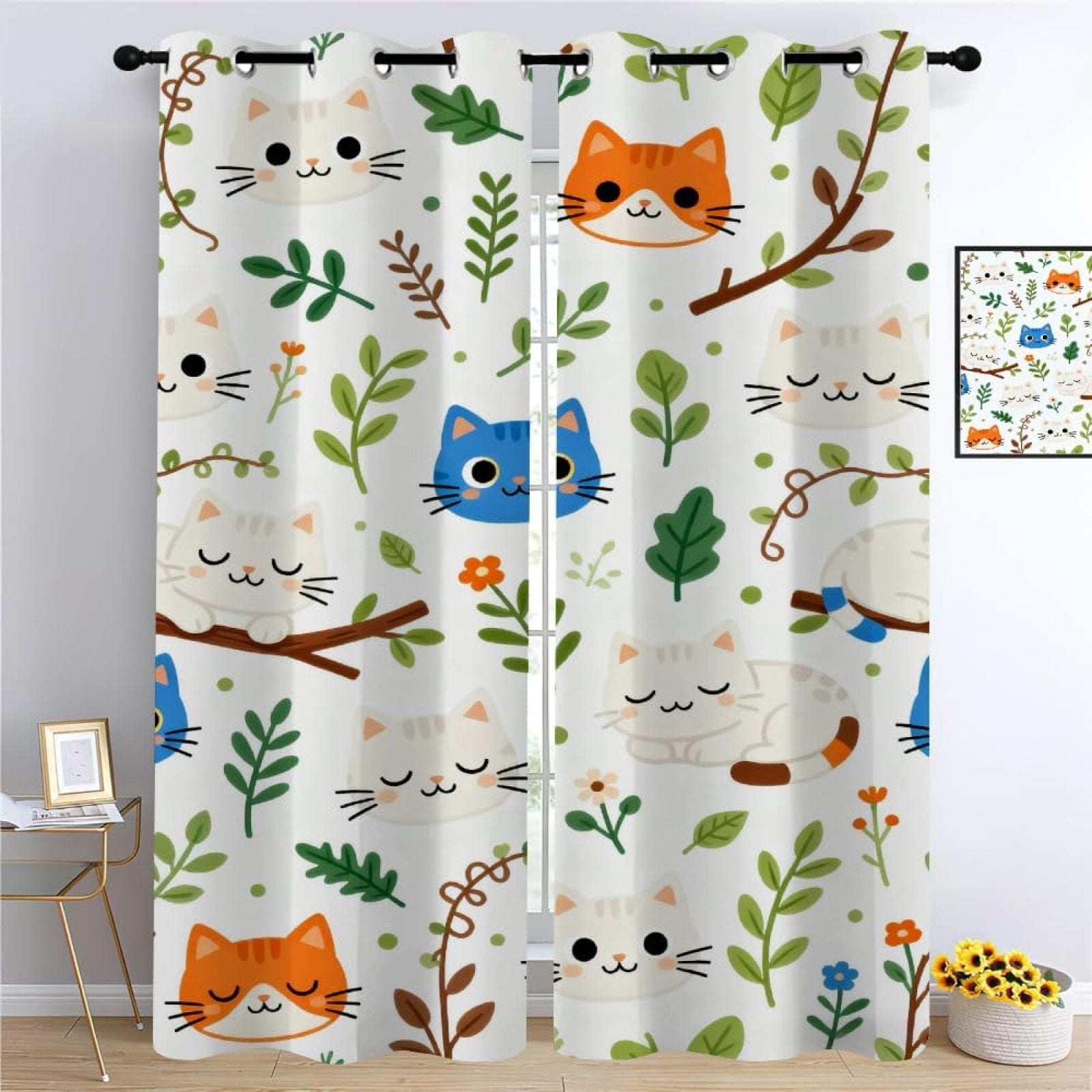 Cat Tree Branch Curtains, Cute Animal Design For Kids Room & Nursery ...