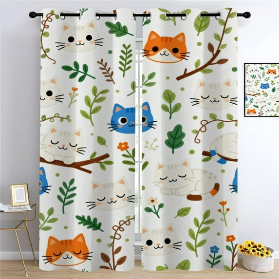 Cat Tree Branch Curtains, Cute Animal Design For Kids Room & Nursery ...