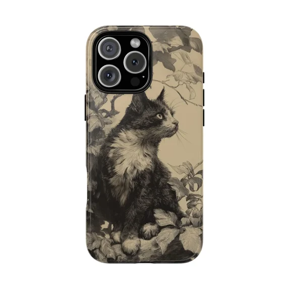 Cat Tree Branch Fine Art Kitty Phone Case for iPhone 17 to 11 Pro Max ...