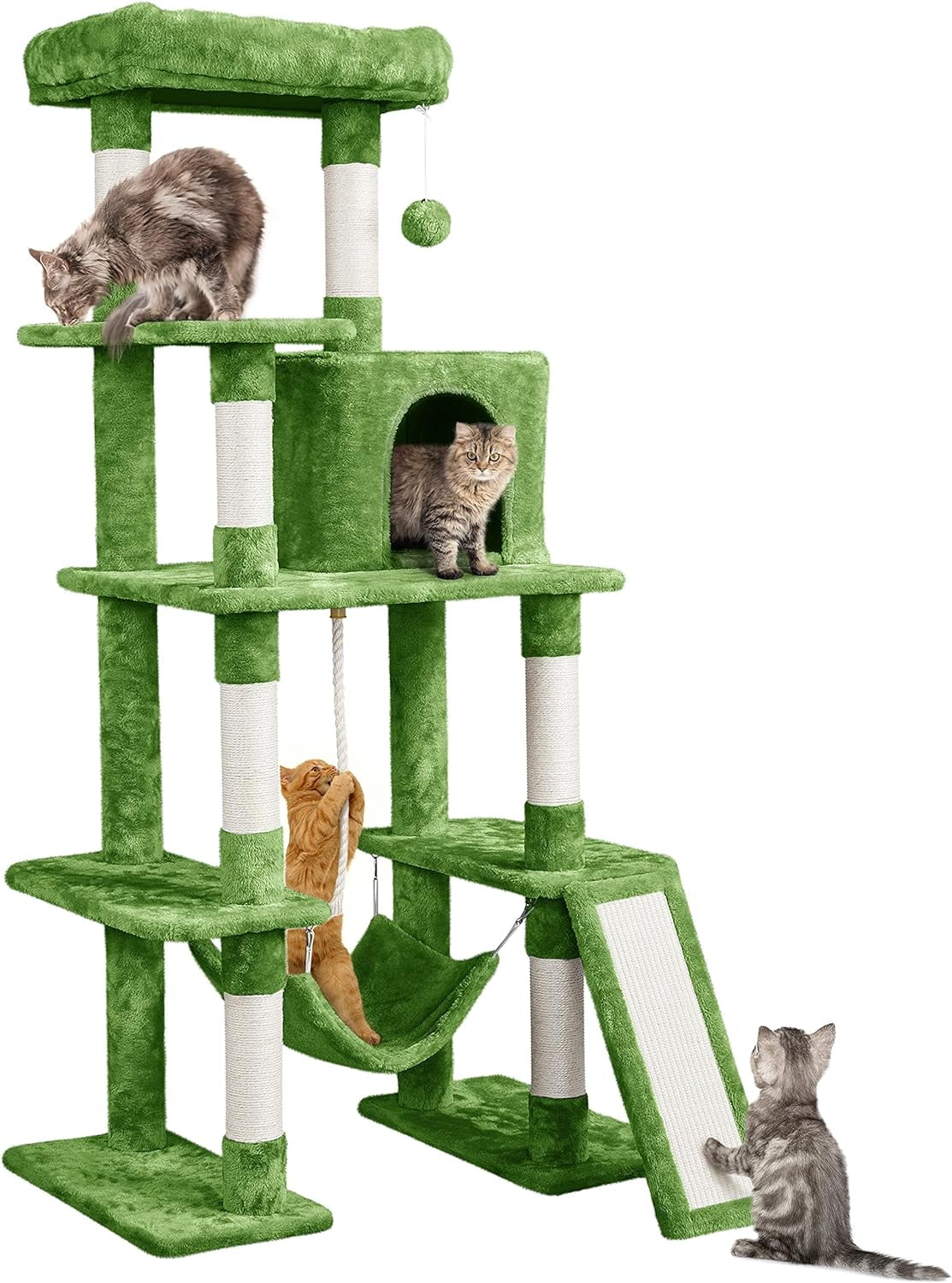 Cat Tree Cat Tower, 63in Multi-Level Cat Tree for Indoor Cats w/Sisal ...