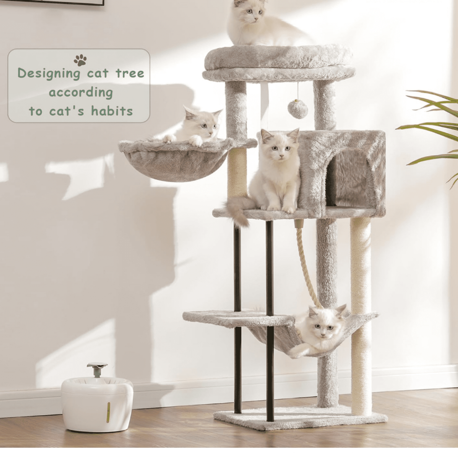 Cat Tree, Cat Tower for Indoor Cats, 43.3 inch Cat Tree Tower with ...