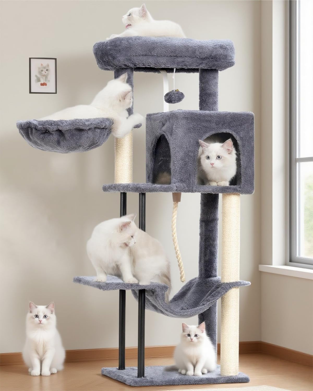 Cat Tree, Cat Tower for Indoor Cats, 43.3 inch Cat Tree Tower with ...