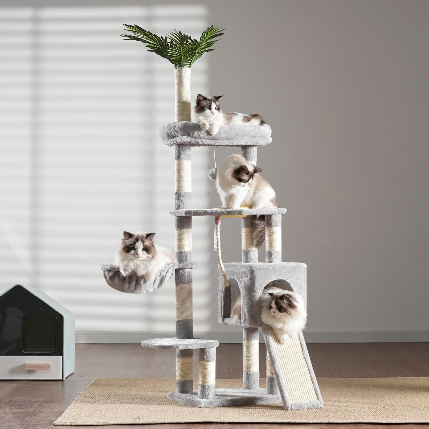 Cat Tree, Cat Tower for Indoor Cats, Cat Condo with Perches, Basket ...