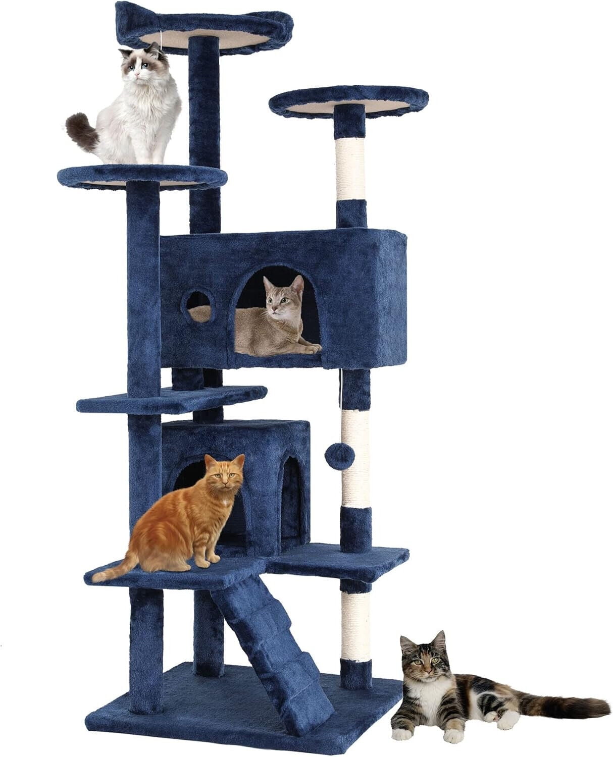 Cat Tree Cat Tower，Multi-Level Cat Condo with Litter Box Enclosure ...