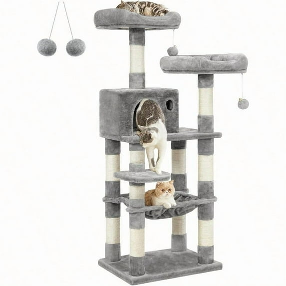 Cat Tree Cat Tower for Indoor Cats 56.3-Inch Cat Condo with Scratching ...