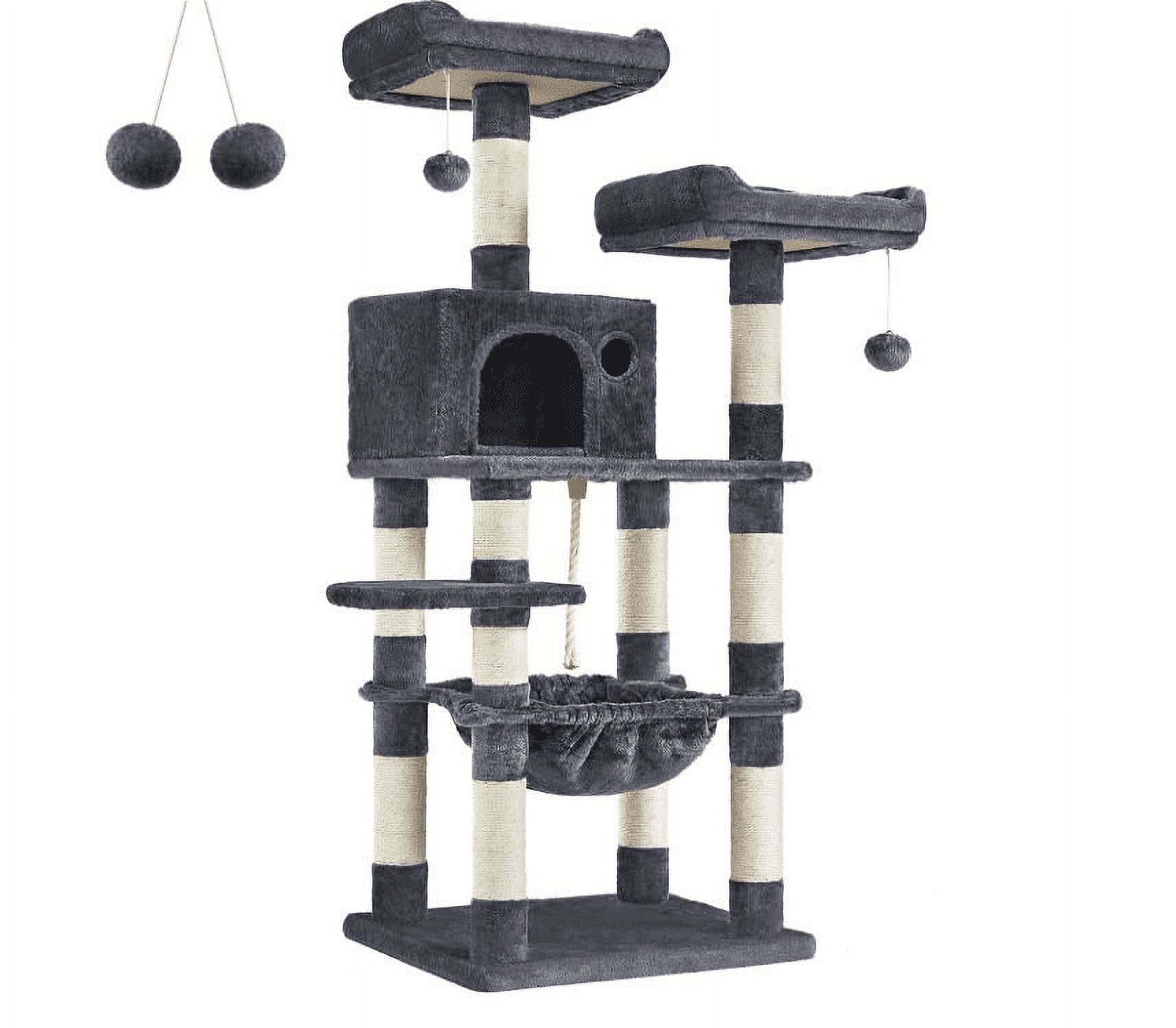 Cat Tree, Cat Tower for Indoor Cats, 56.3-Inch Cat Condo with ...