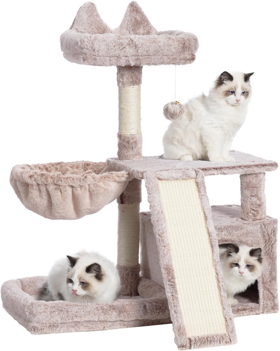 Cat Tree, Cat Tower with Condo, Basket, Large Bed, Platform, Scratch ...
