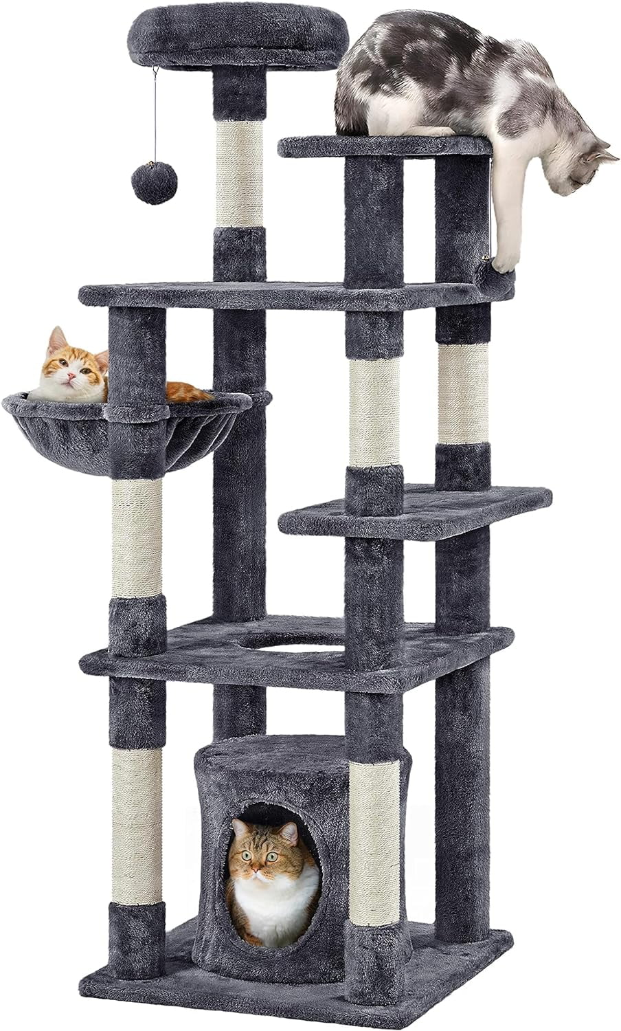 Cat Tree DIY, 56.5in Cat Tower for Indoor Cats, Cat Condo with 4 Combination Methods, Multi ...