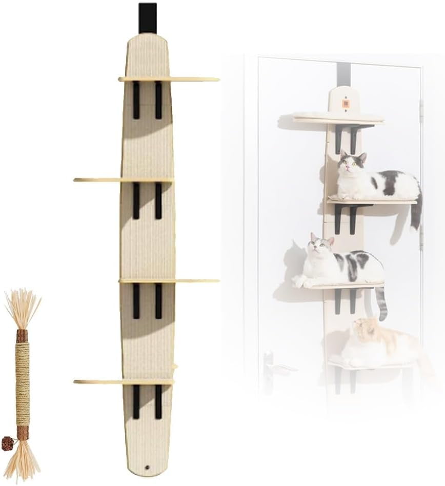 Cat Tree Door Hanger, Multi-Level Door Hanging Cat Tree with Shelves ...