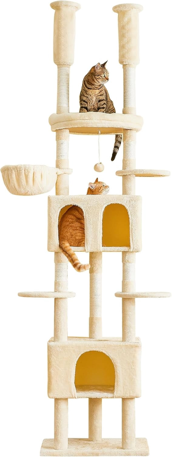 Cat Tree, Floor to Ceiling Cat Tower Adjustable Height [92-102 in=235 ...