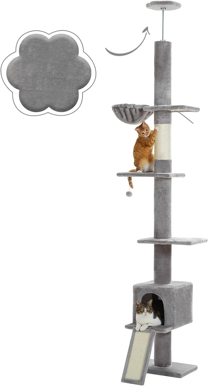 Cat Tree Floor to Ceiling, Tall Cat Tower, Adjustable Height (83''~108 ...