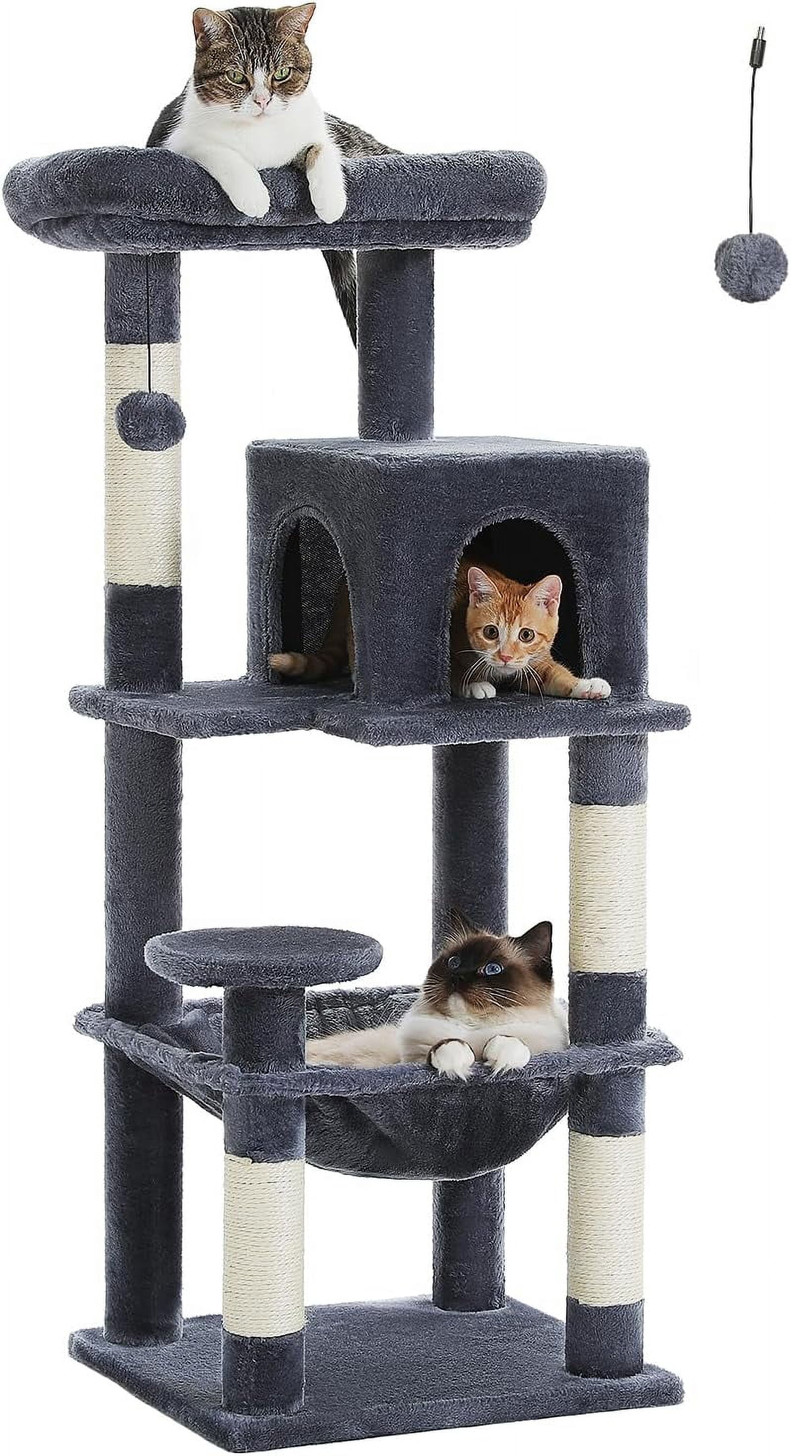 Cat Tree for Indoor Cats, 45.7" Multi-Level Cat Tower with Large Metal ...