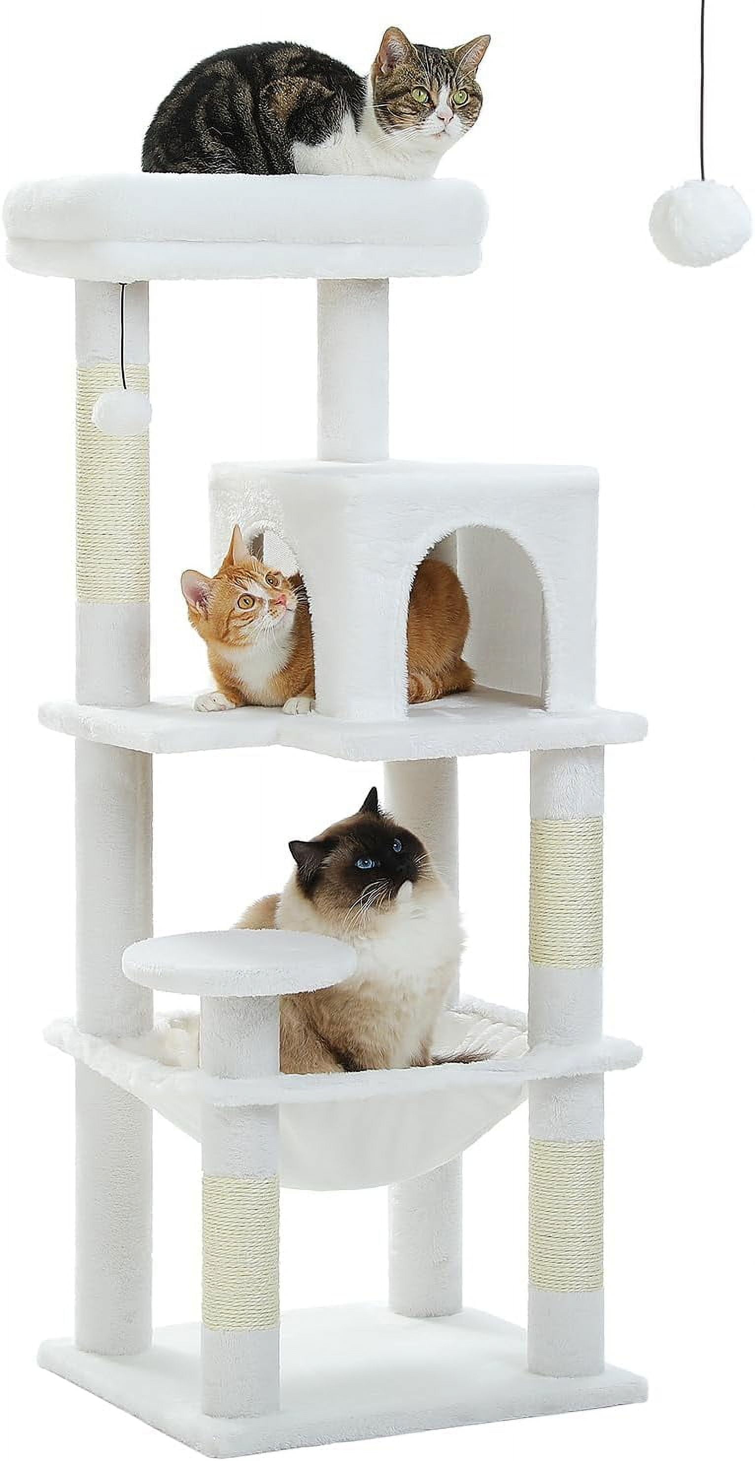 Cat Tree for Indoor Cats, 45.7" Multi-Level Cat Tower with Large Metal ...
