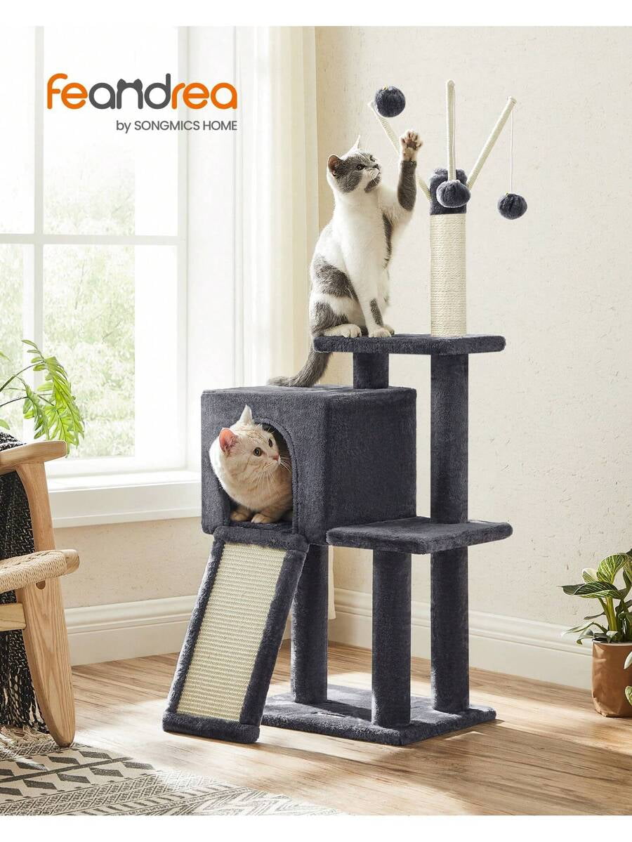 Cat Tree for Indoor Cats, 46.5" Multi-Level Cat Tower with Scratching ...