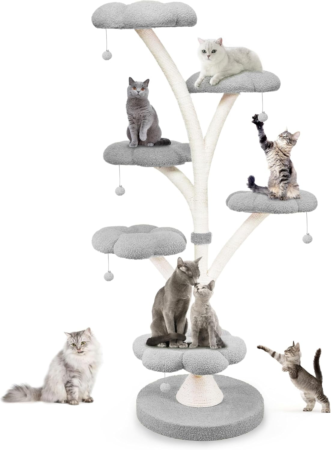 Cat Tree for Indoor Cats, Cat Tower with Cozy Flower Perch, Scratching ...