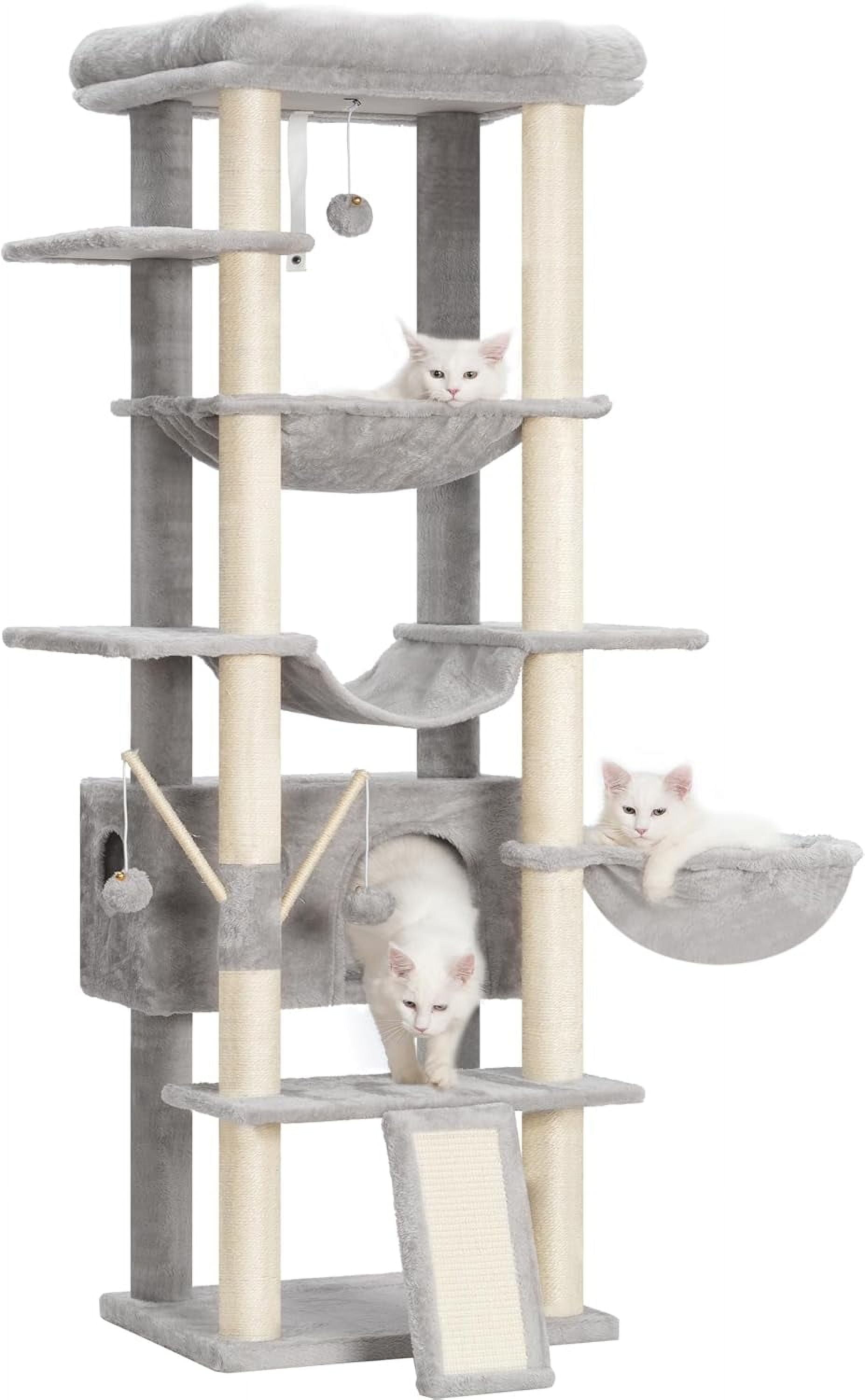Cat Tree for Indoor Cats Large Adult with Big Platform, 68.1-inch Tall ...