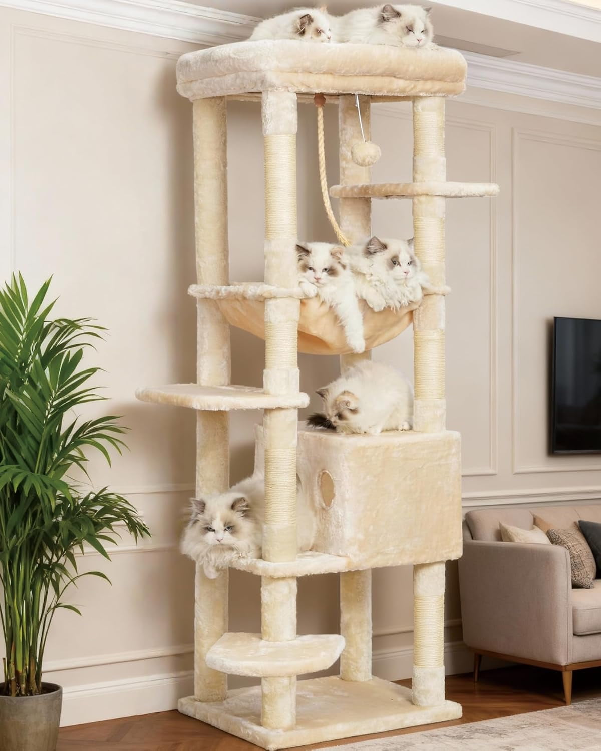 Cat Tree for Large Cats 20 lbs Heavy Duty 69 XXL Cat Tower for Indoor ...