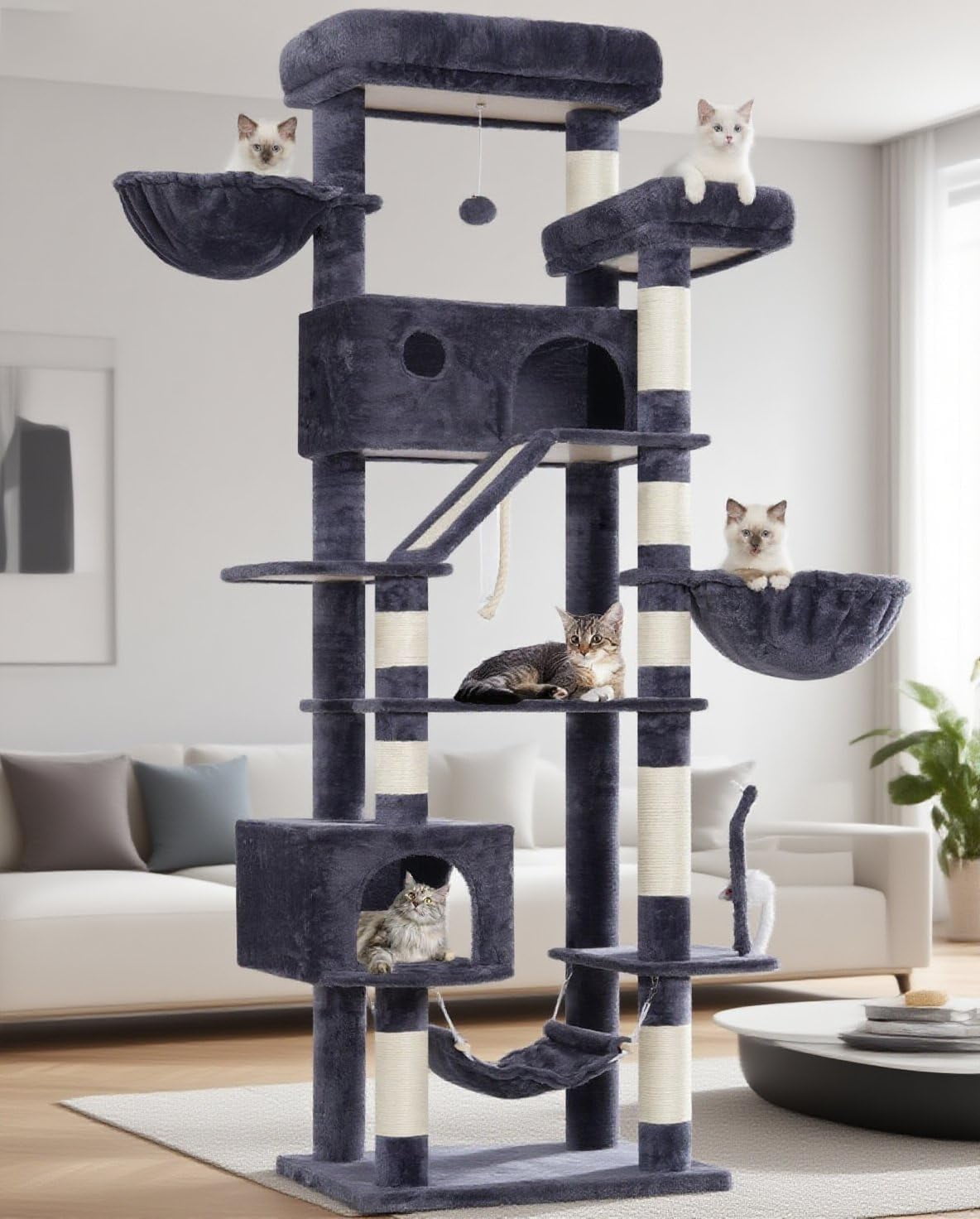 Cat Tree for Large Cats 78.7"(200cm) Tall Cat Tower for Indoor Cats ...
