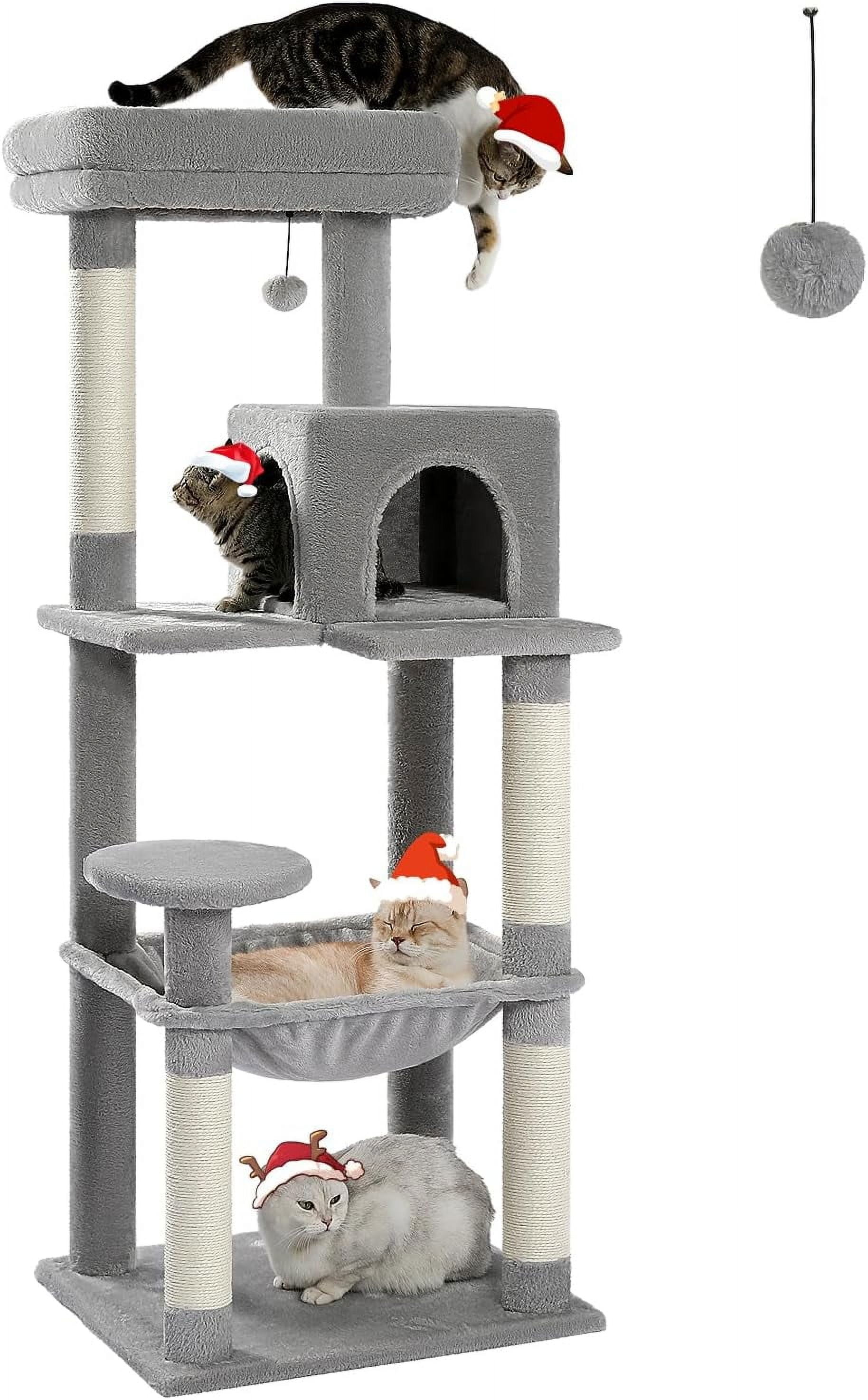 Cat Tree for Large Cats Adult with Metal Plush Big Hammock, 56.3" Cat ...