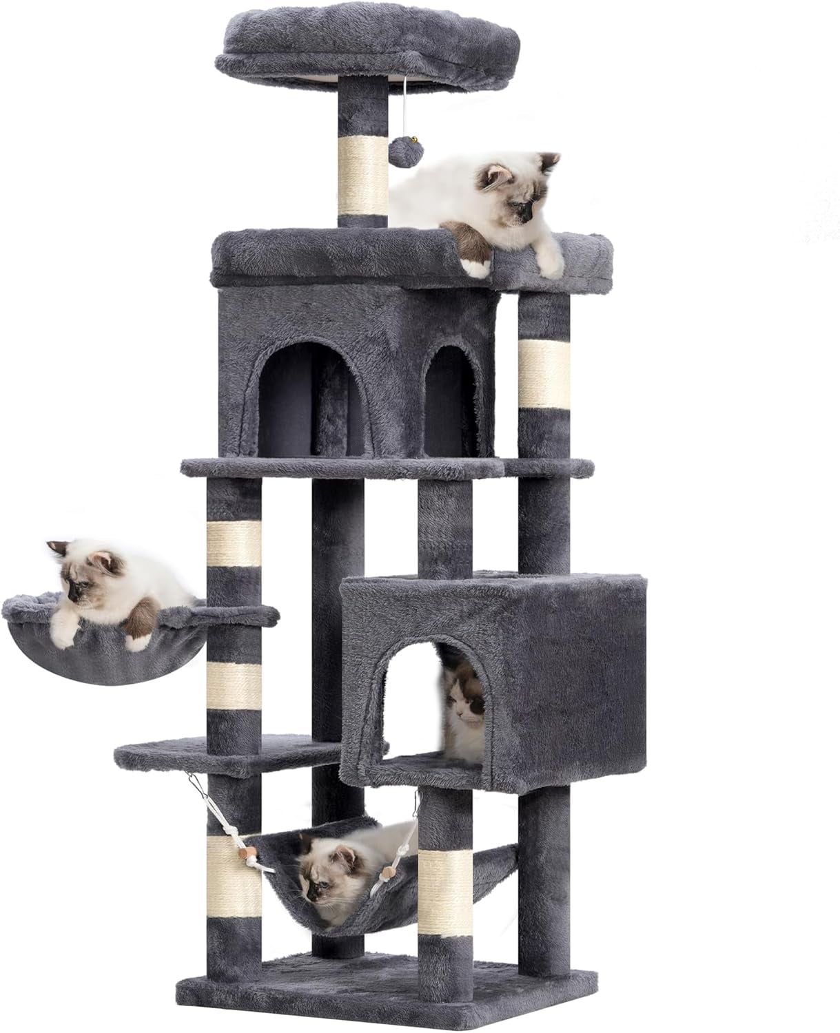 Cat Tree with Large Platform, Multi-Level Cat Tower with 2 Caves, Cat ...