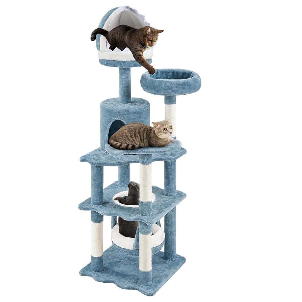 Cat Tree Ocean-Themed Cat Tower 61in, Multi-Level Cat Climbing Tree ...