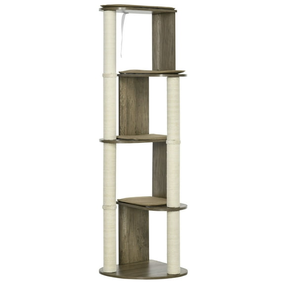 Cat Tree PawHut 65" Corner Modern Cat Tree Tall for Climbing, Large ...
