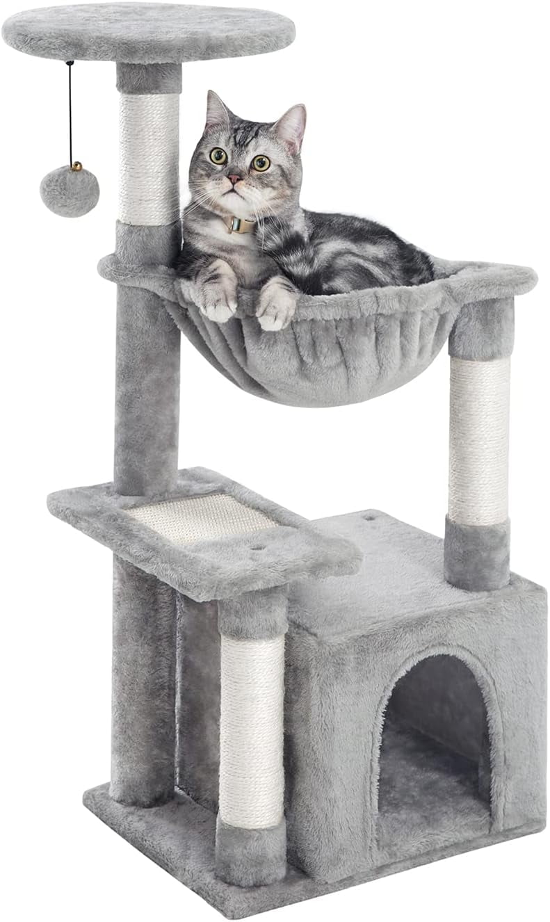Cat Tree, Small Cat Condo Tower with Hammock, Sisal Scratching Post for ...