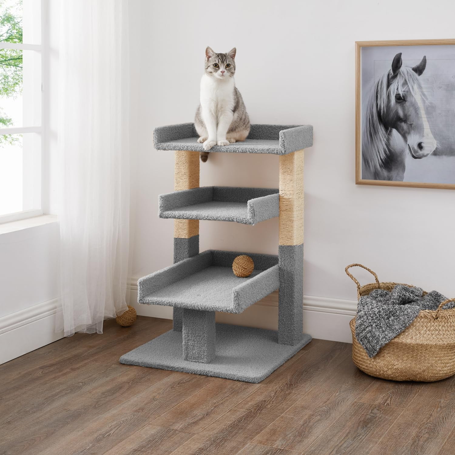 Cat Tree Tower - 3 Tier Cat condo for Large Cats; Cat Tower with Scratching Post; Multi-Level ...