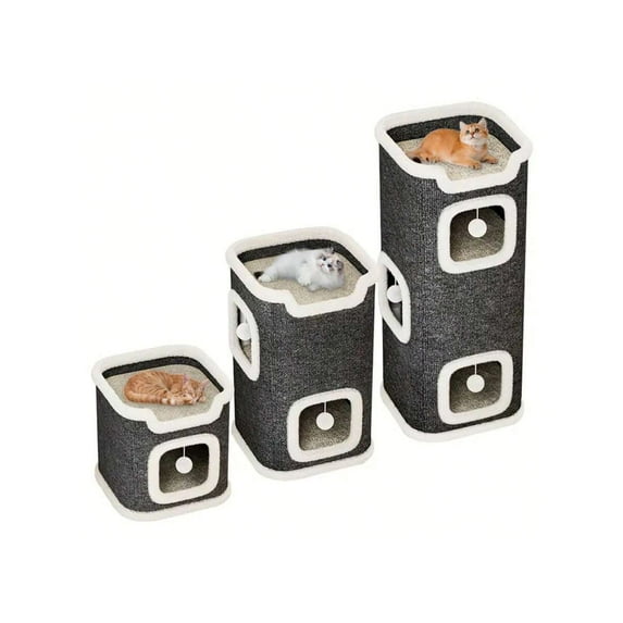 Cat Tree Tower 3-Tier with Sisal Scratching Posts, Cozy Condo & Perches ...
