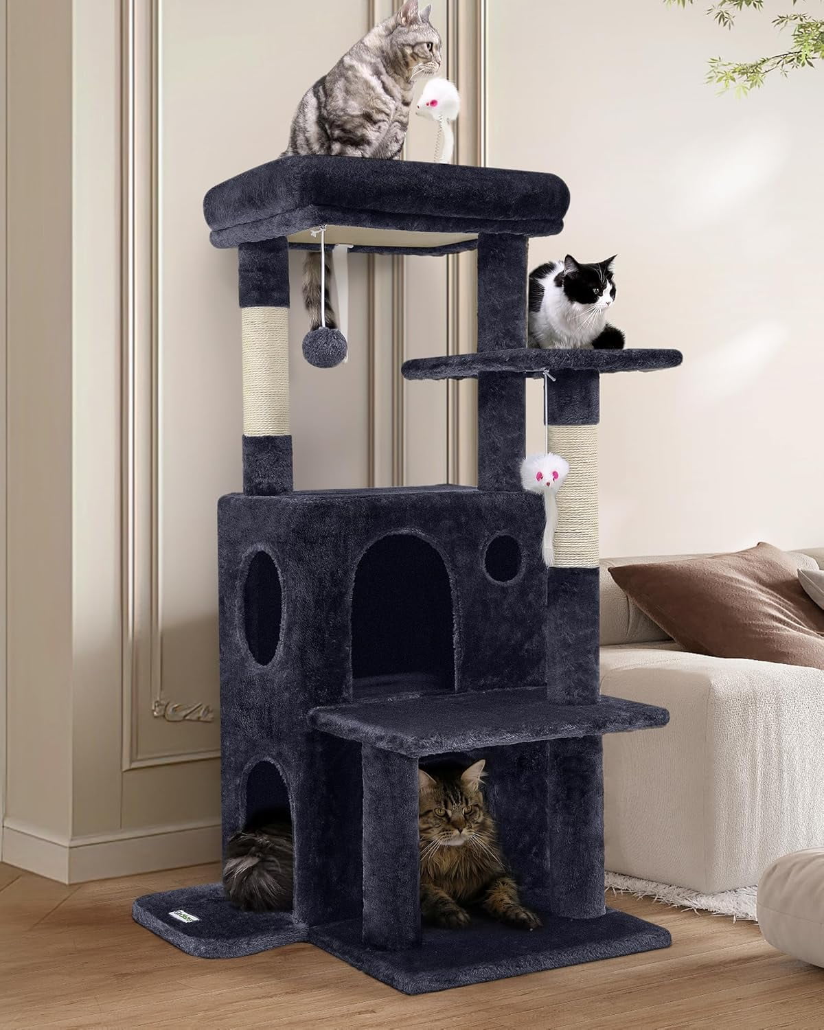 Cat Tree Tower for Indoor Cats, 50-inch Adult Cat Tree House for Large ...