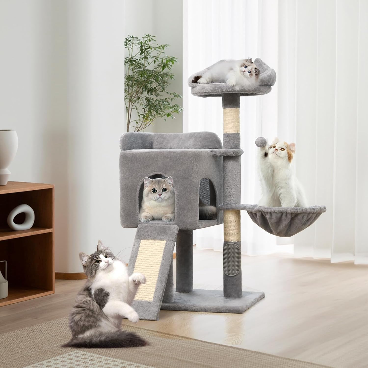 Cat Tree Tower for Indoor Cats，Cat Condo with Sisal Scratching Post,Cat ...