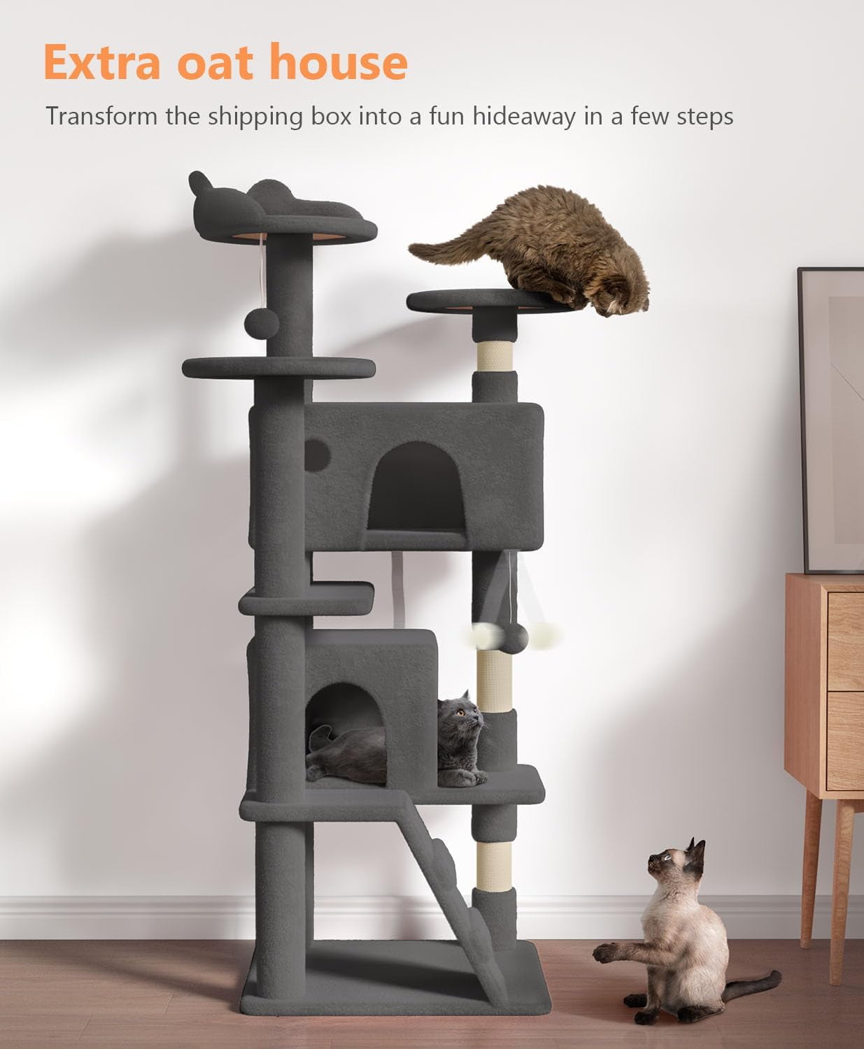 Cat Tree Tower for Indoor Cats Large Adult,Cute/Tall Modern Cat Tree ...