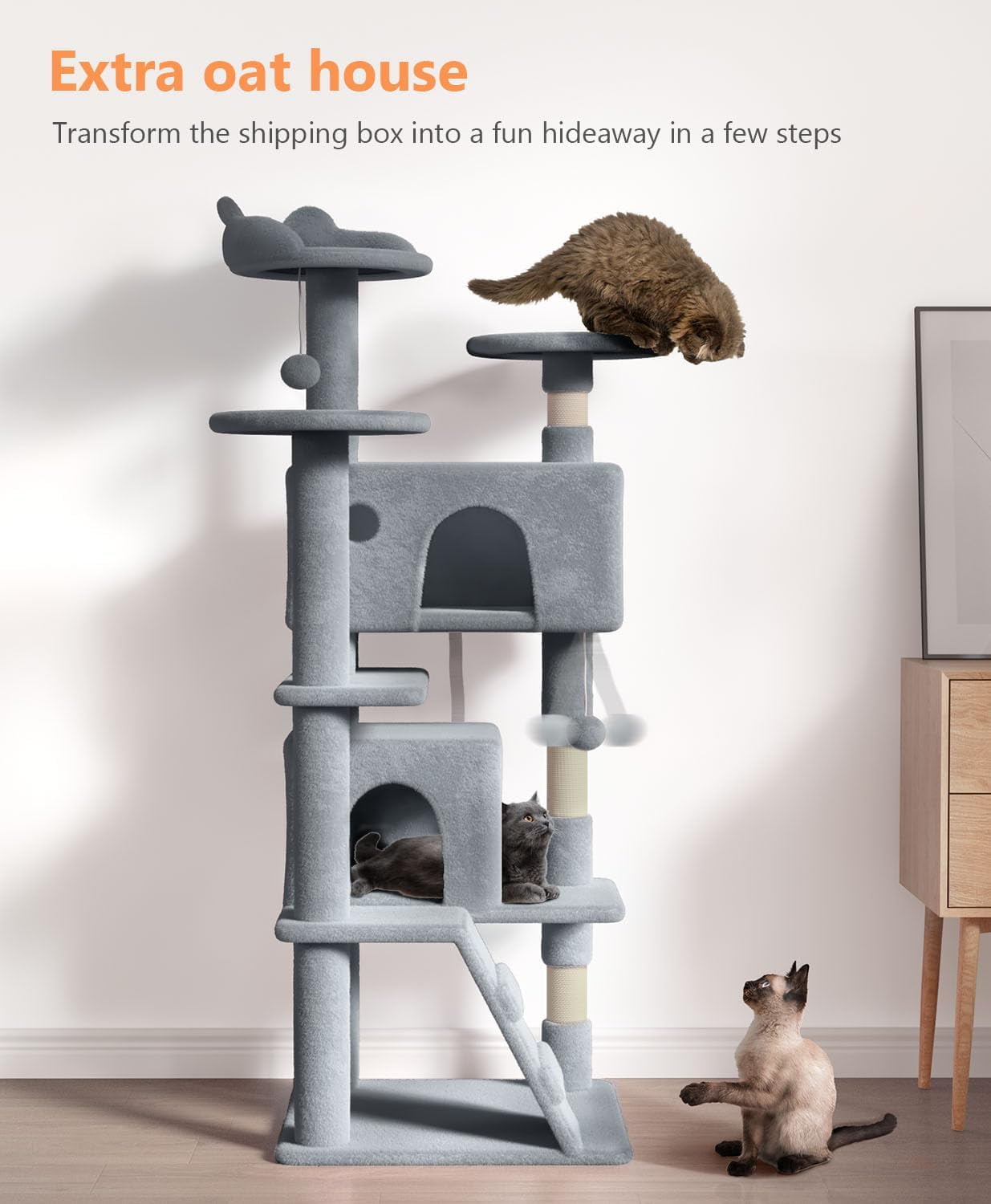 Cat Tree Tower for Indoor Cats Large Adult,Cute/Tall Modern Cat Tree ...