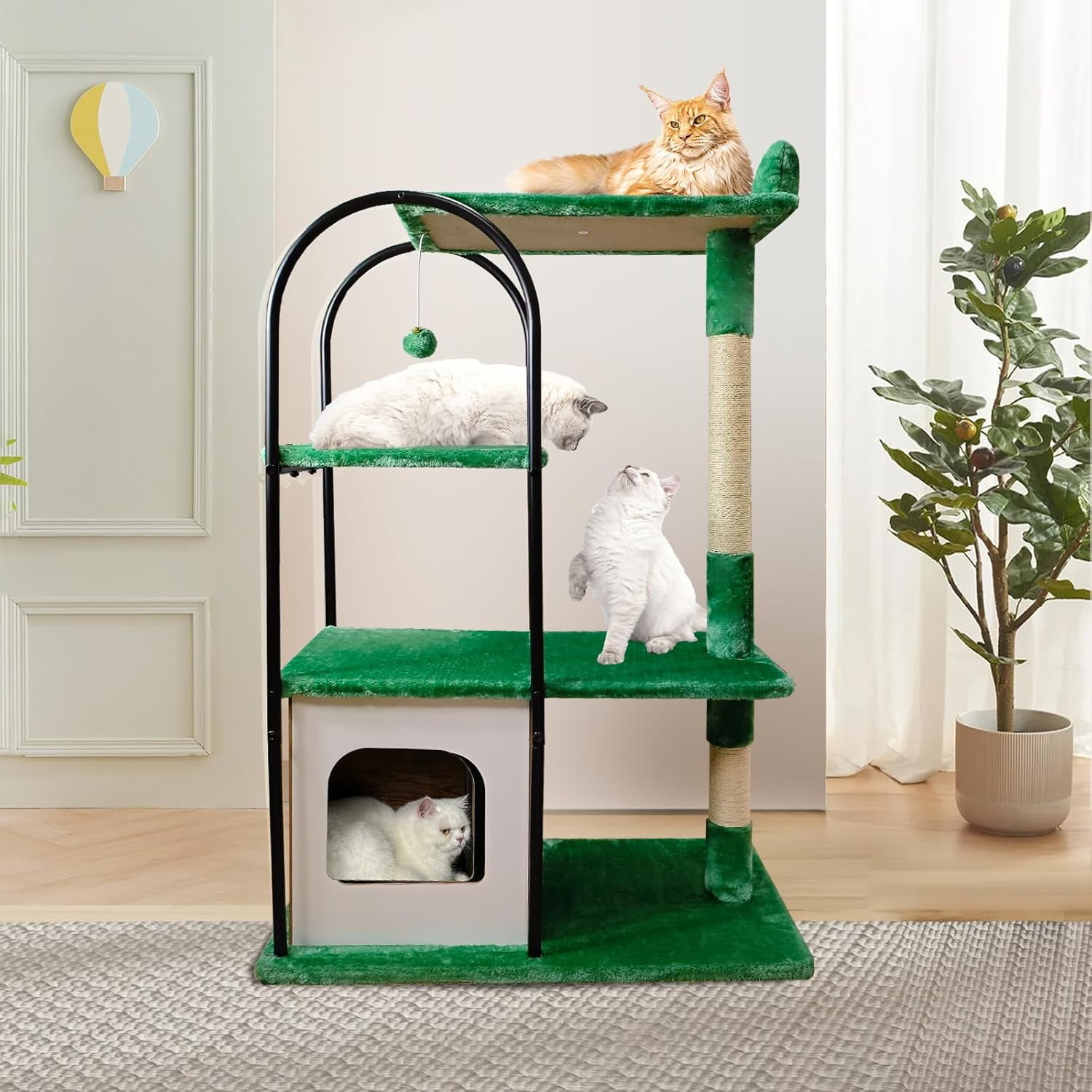 Cat Tree Tower for Indoor Cats Large Adult,Tall Cat Tree for Big Cats 33 lbs, Plush Multi-Level ...