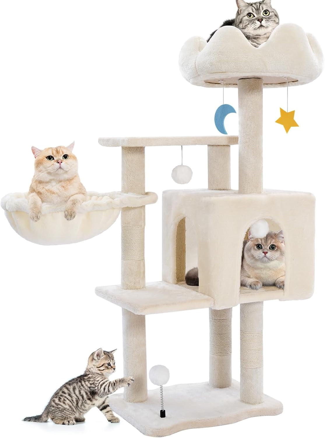 Cat Tree Tower with Metal Frame Hammock, 40'' Cat Trees for Indoor Cats ...