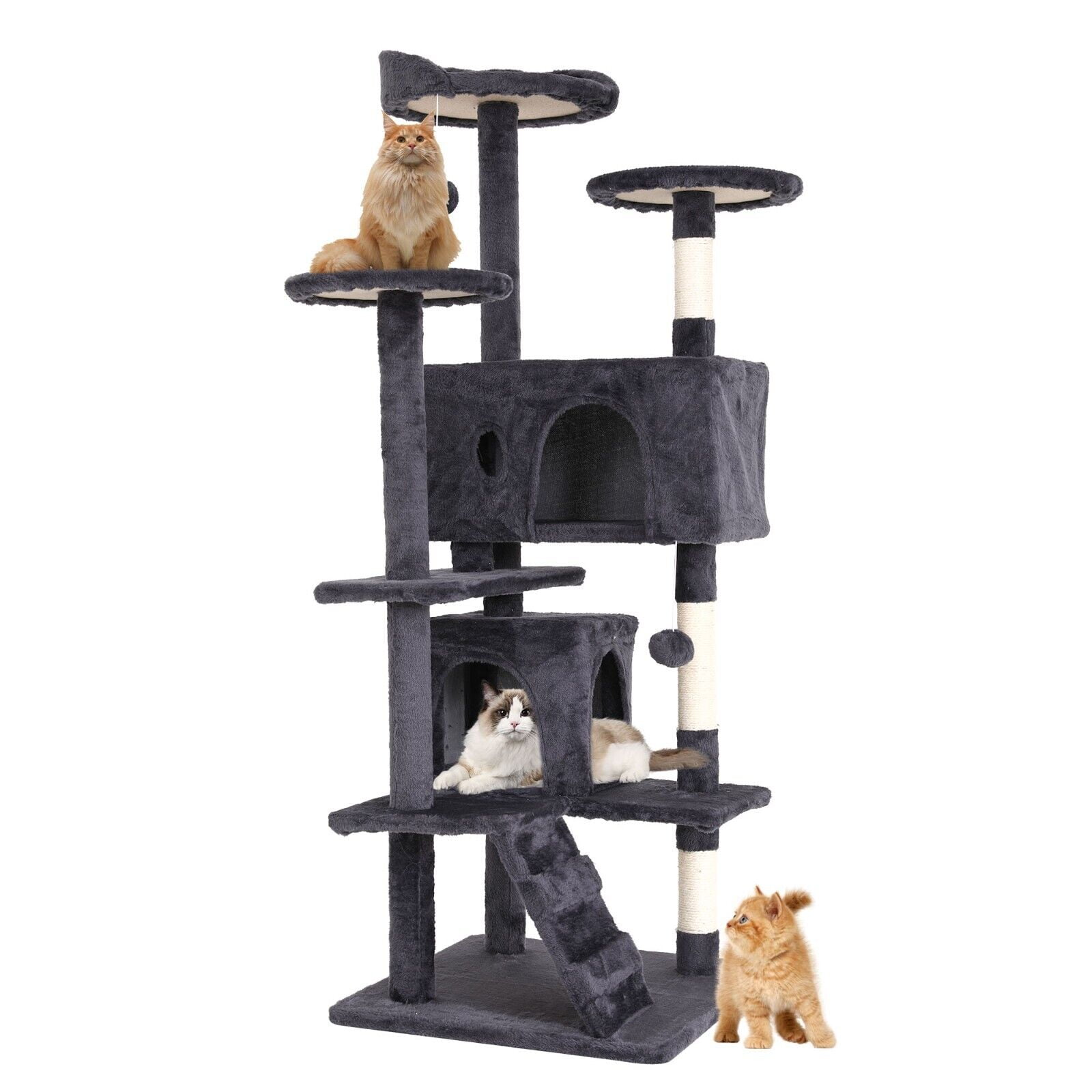 Cat Tree Cat Tower，Multi-Level Cat Condo with Litter Box Enclosure ...