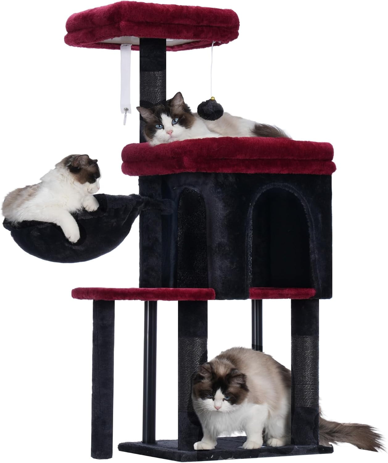 Cat Tree Tower, Scratching Posts with Cozy Condo, Padded Bed, Hammock ...