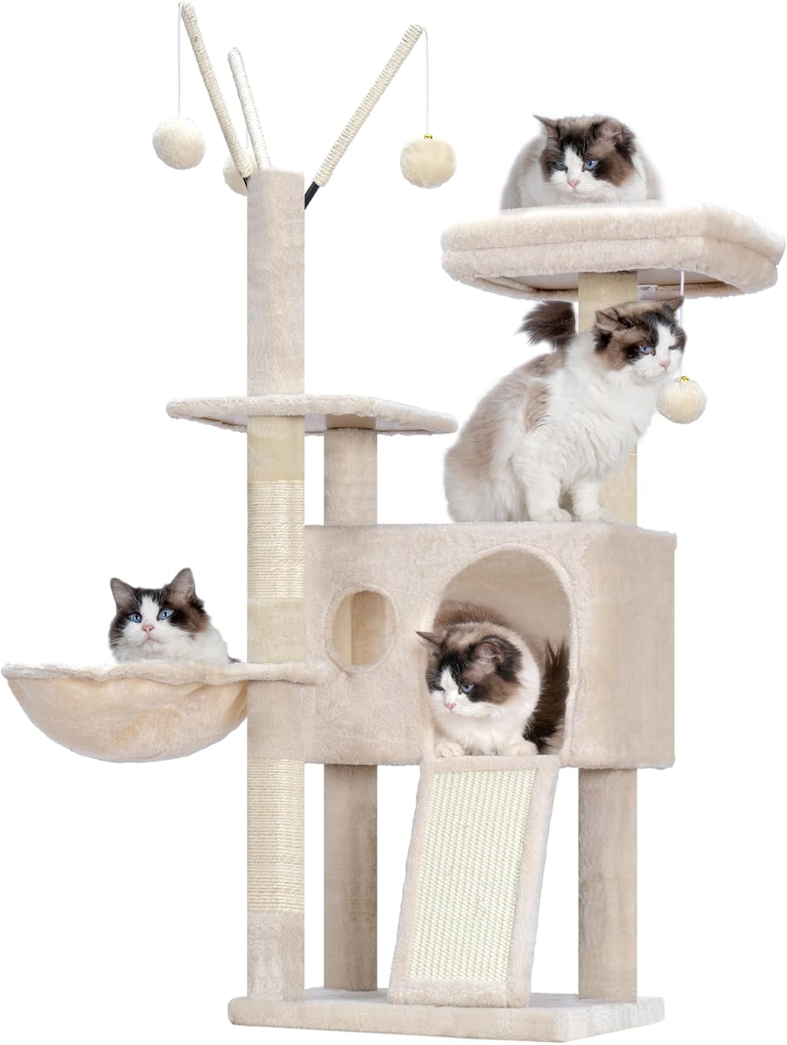 Cat Tree Tower, Scratching Posts with Removable Toys, Cozy Condo ...