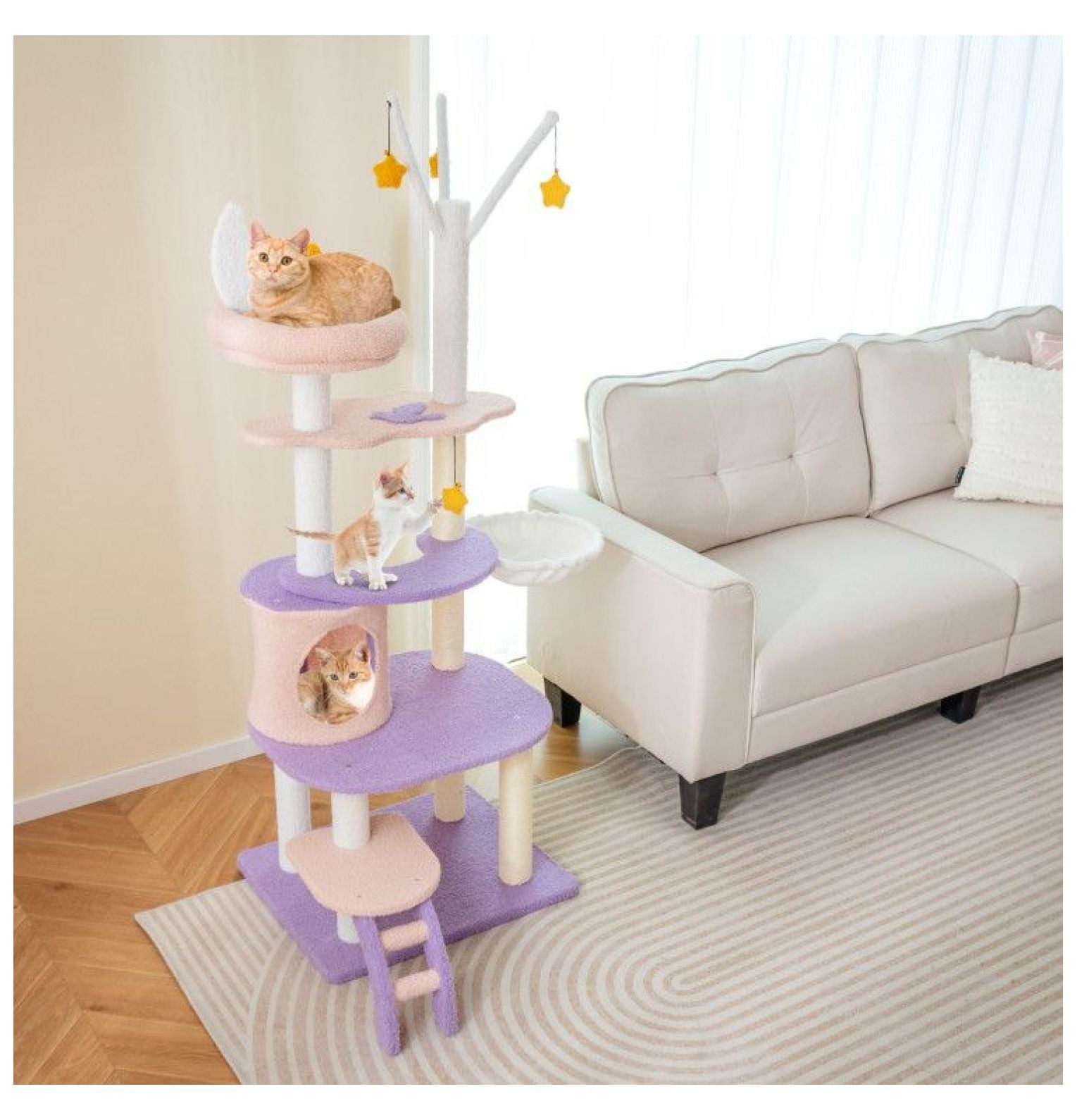 Cat Tree Tower with Sisal Scratching Posts, Multi-Level Cat Condo ...