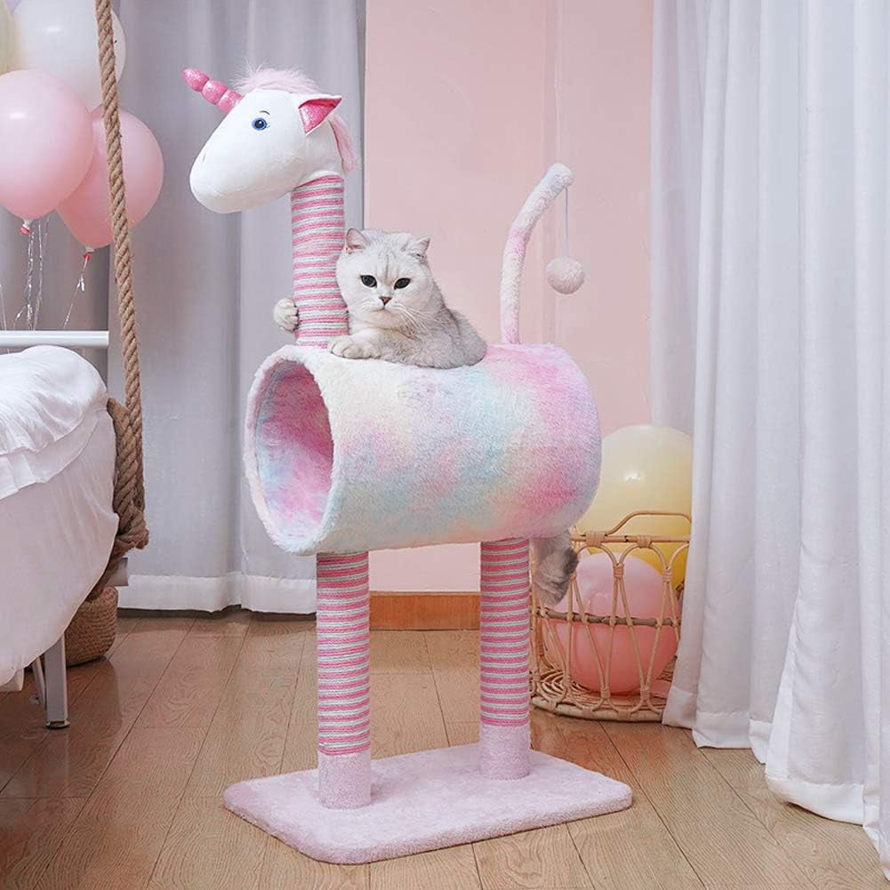 Cat Tree Tower Unicorn Pink Cat Condos for Indoor Cats with Scratching ...