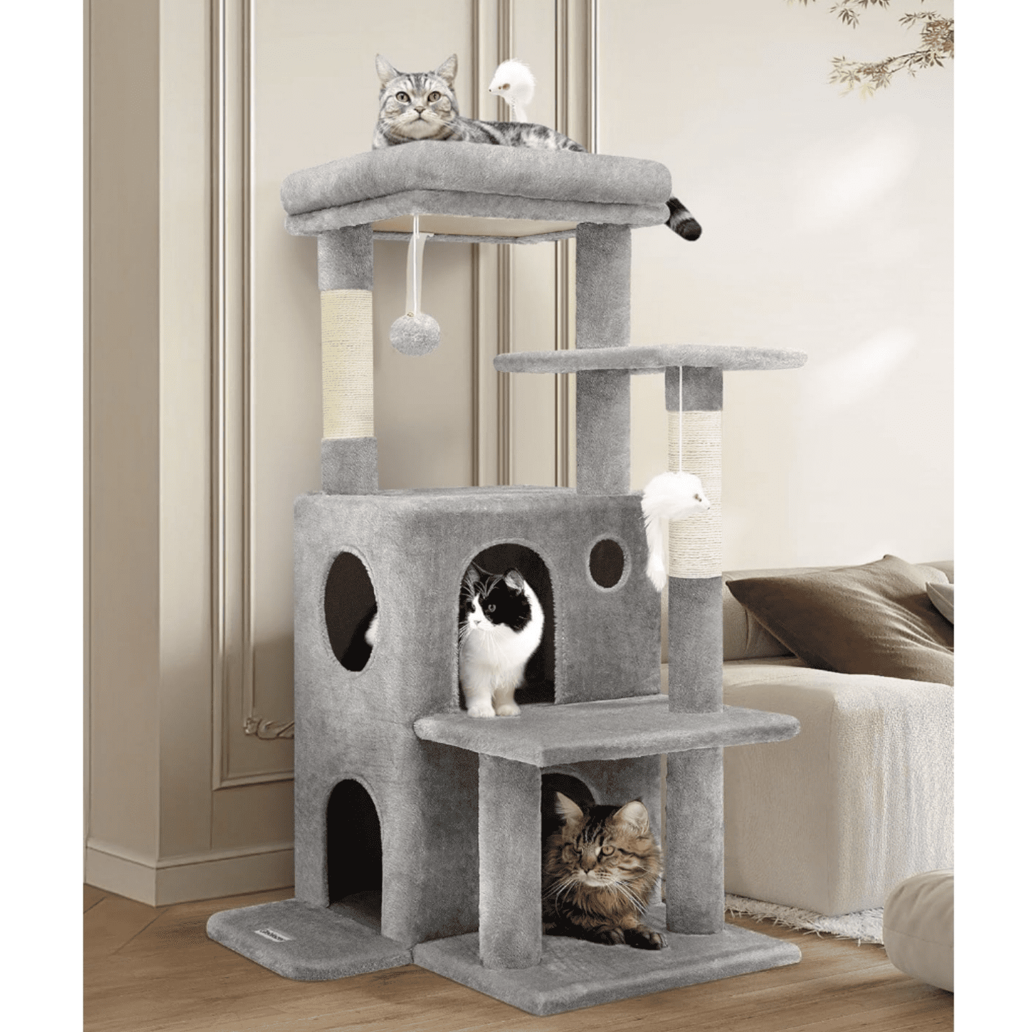 Cat Tree Tower for Indoor Cats, 50-inch Adult Cat Tree House for Large ...