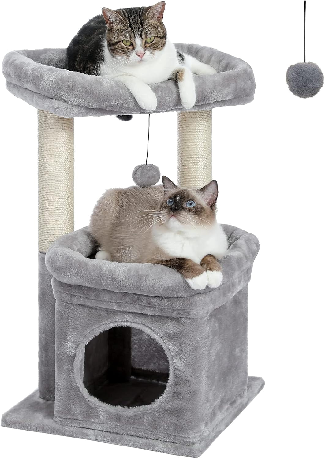 Cat Tree Tower for Indoor Cats with Private Cozy Cat Condo, Natural ...
