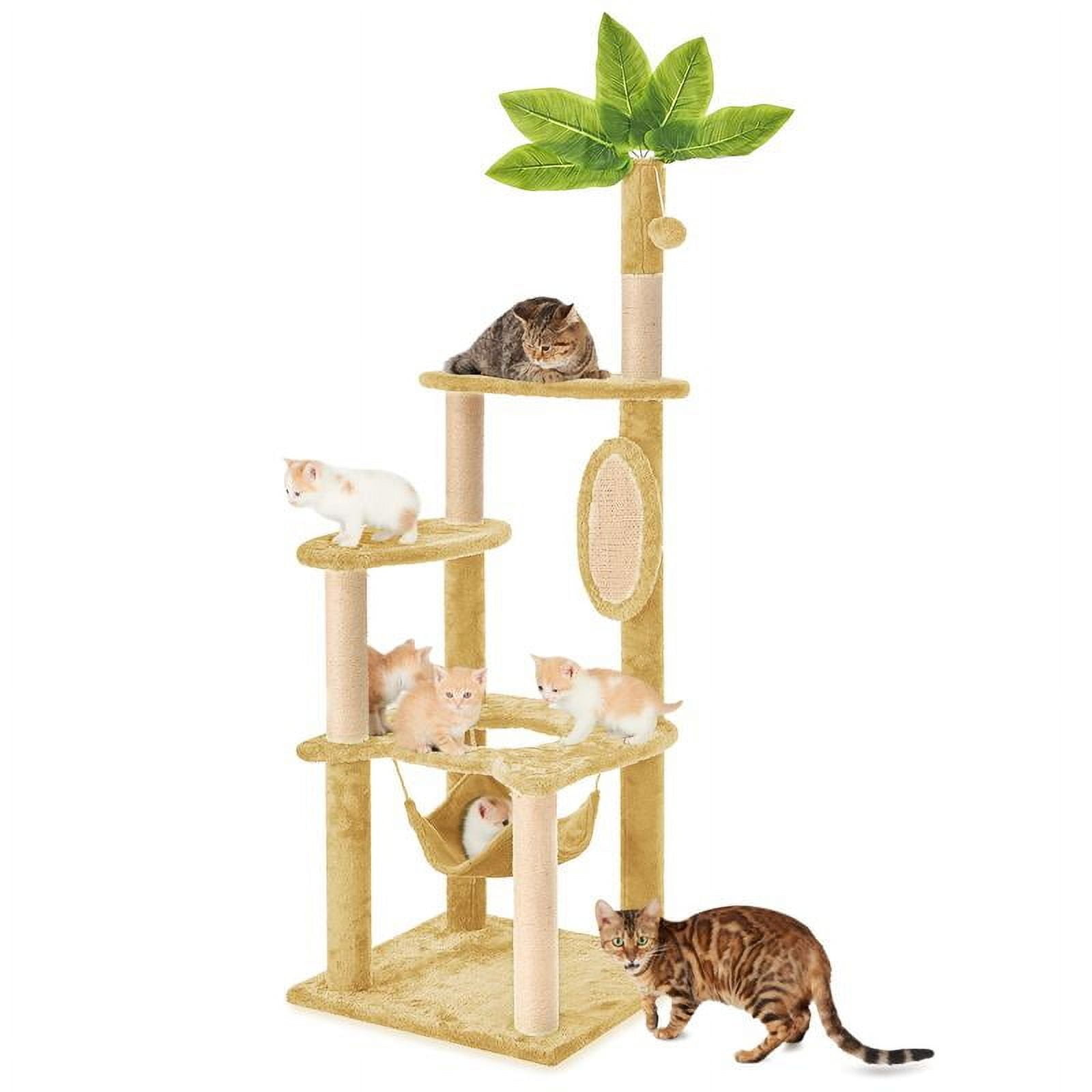 【Father's Day Gift】Cat Tree / Tower for Indoor with Green Leaves, Cat ...