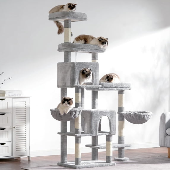 Cat Tree Tower with Scratching Posts, Extended Part, Wide Platforms ...
