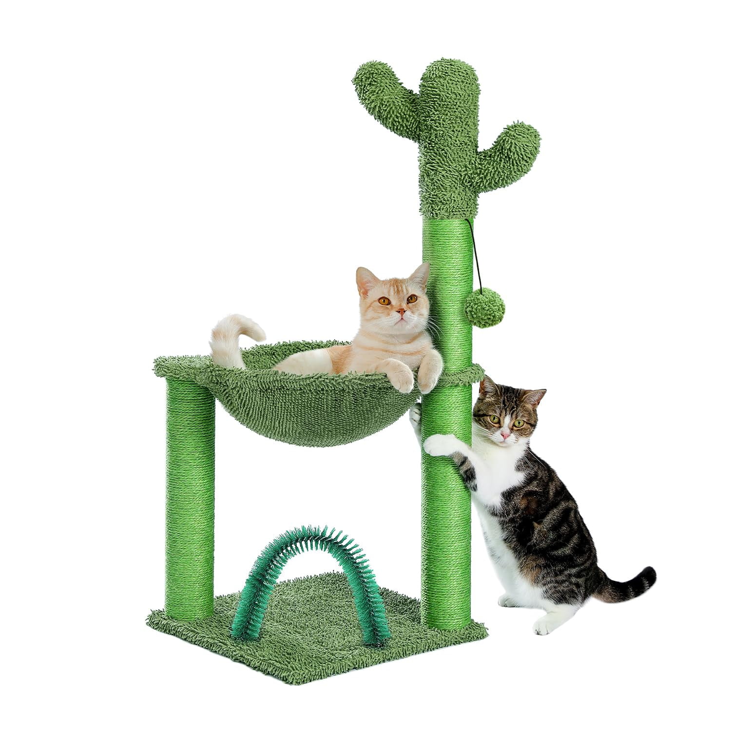 Cat Tree Upgraded with Brush 33 Inch Cactus Tower with Hammock and ...