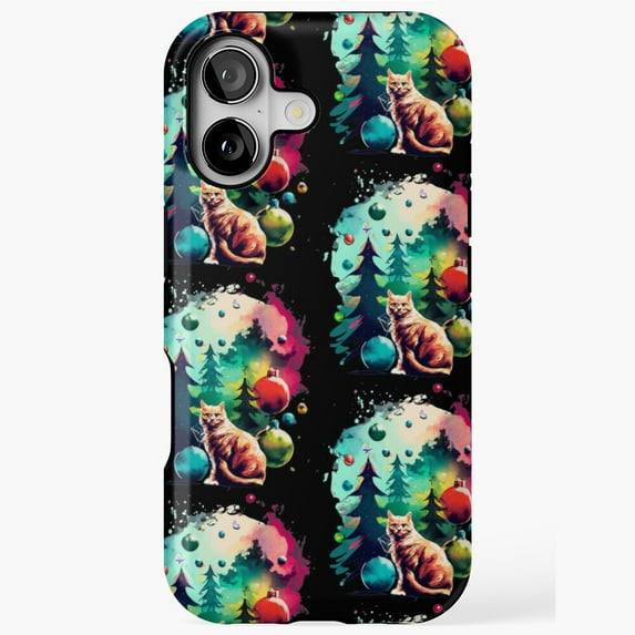 Cat Tree With Colorful Holiday Balls Case iPhone 17 to 11 Pro Max ...